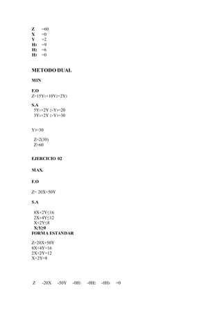 Metodo simplex maximixacion | DOCX