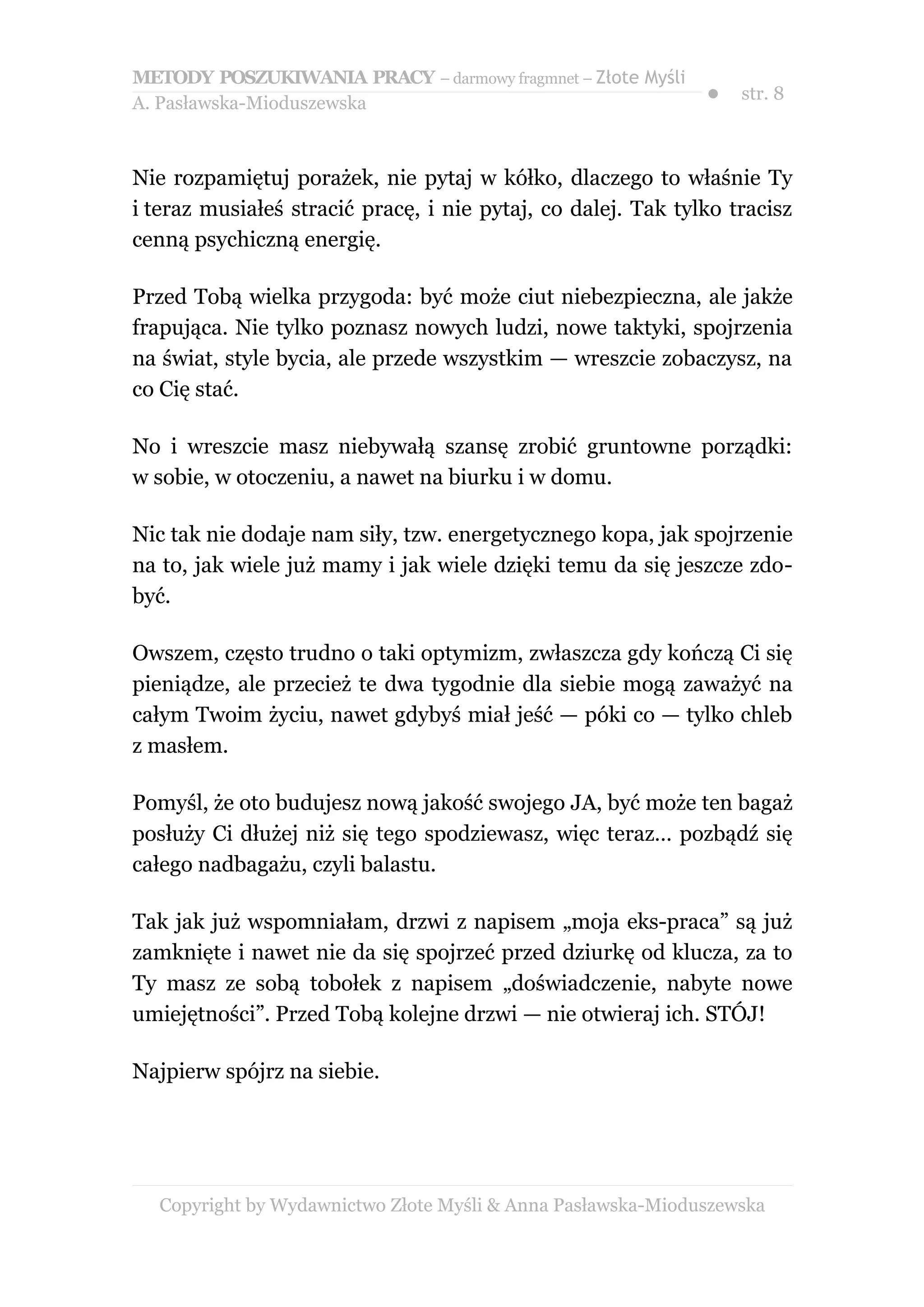 Metody poszukiwania pracy ANNA PASŁAWSKA-MIODUSZEWSKA | PDF | Career Planning | Careers