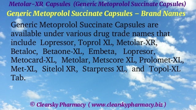 Metolar-XR Capsules (Generic Metoprolol Succinate Capsules) | PDF