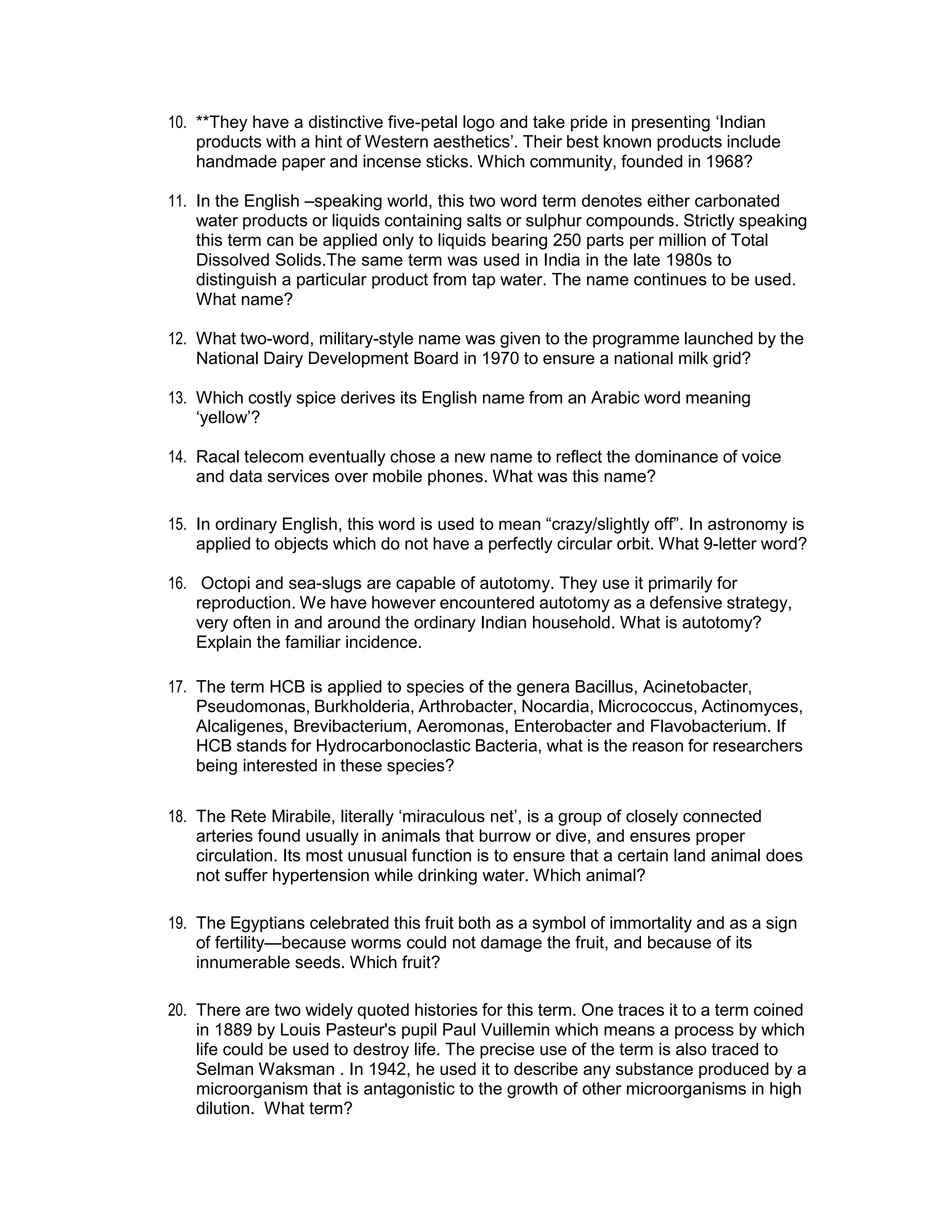 METONYM 2023 - Freshers' Quiz | DOCX