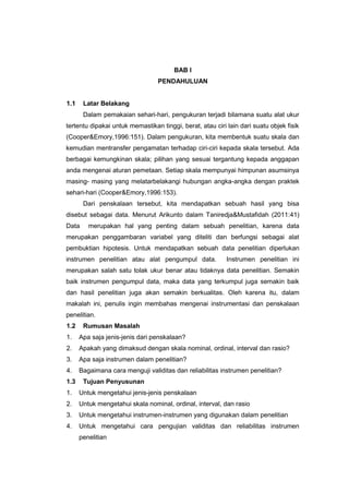 INSTRUMENTASI DAN PENSKALAAN (METODE PENELITIAN) | DOCX