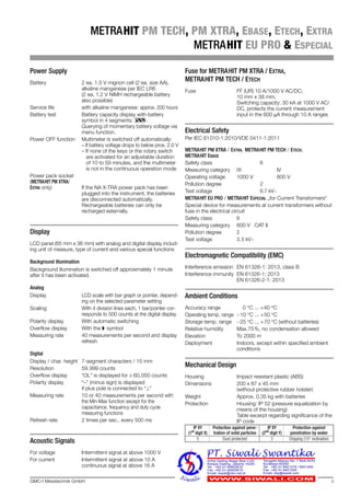 Data Teknis Gossen Metrawatt Multimeter METRAHIT : PM TECH, PM XTRA ...