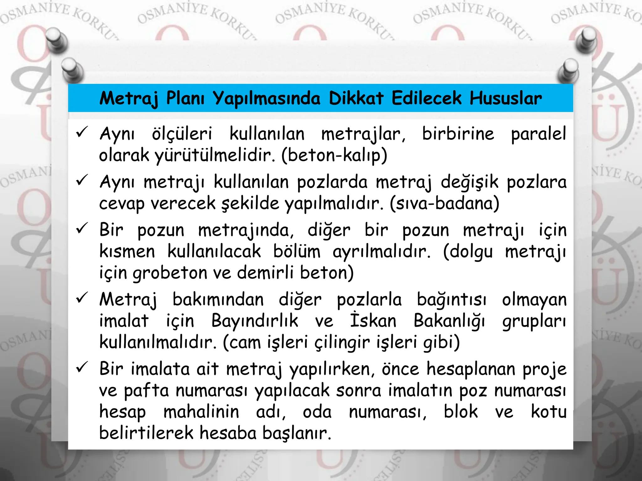 metraj ders notları metraj ve keşif hakk | PDF