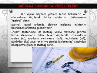 metraj ders notları metraj ve keşif hakk | PDF