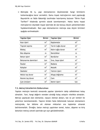Metraj ve Keşif İşleri Ders Notları | PDF