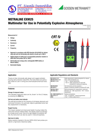 Data Teknis Gossen Metrawatt Multimeter : METRALINE EXM25 | PDF