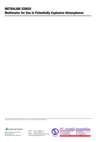 Data Teknis Gossen Metrawatt Multimeter : METRALINE EXM25 | PDF