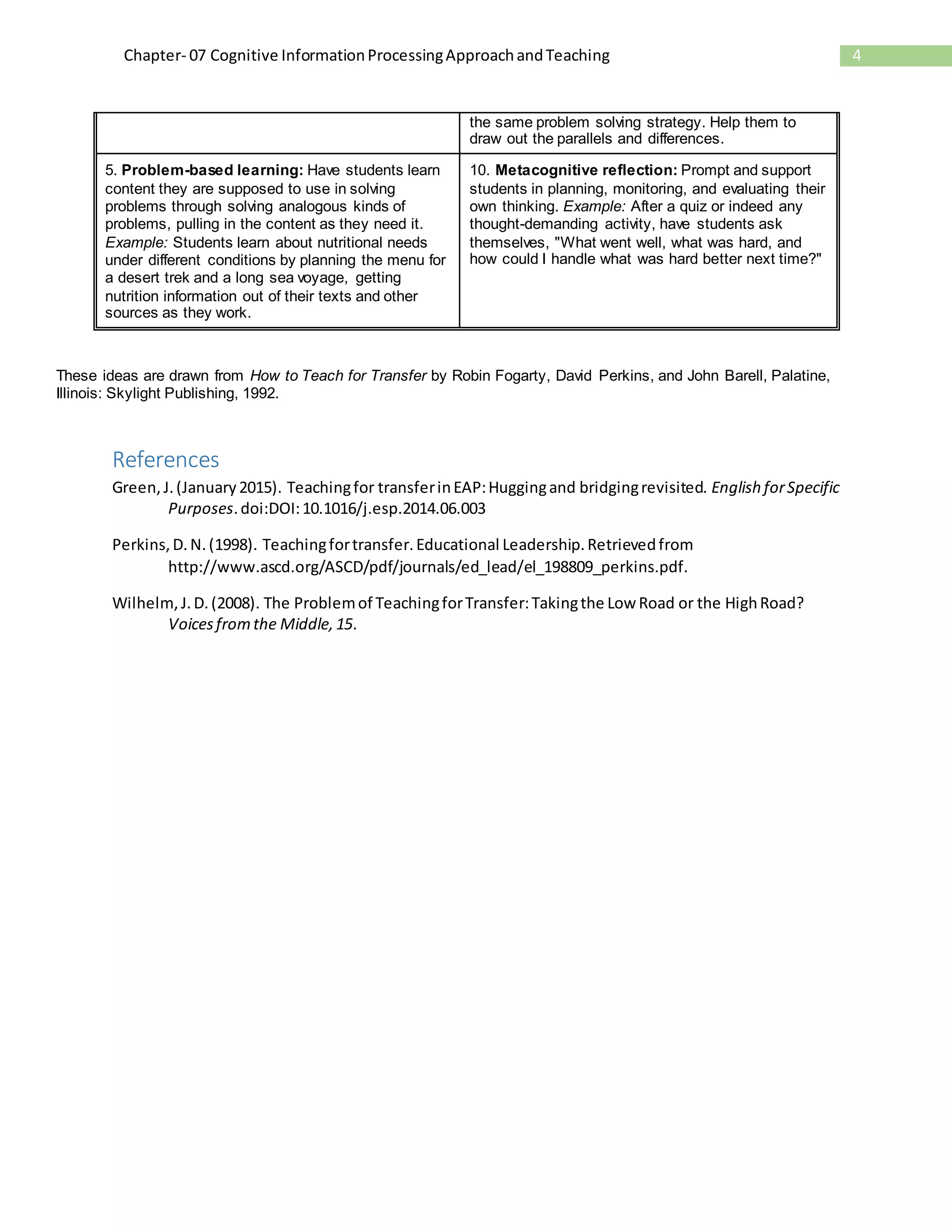 Teaching 4 Transfer | PDF