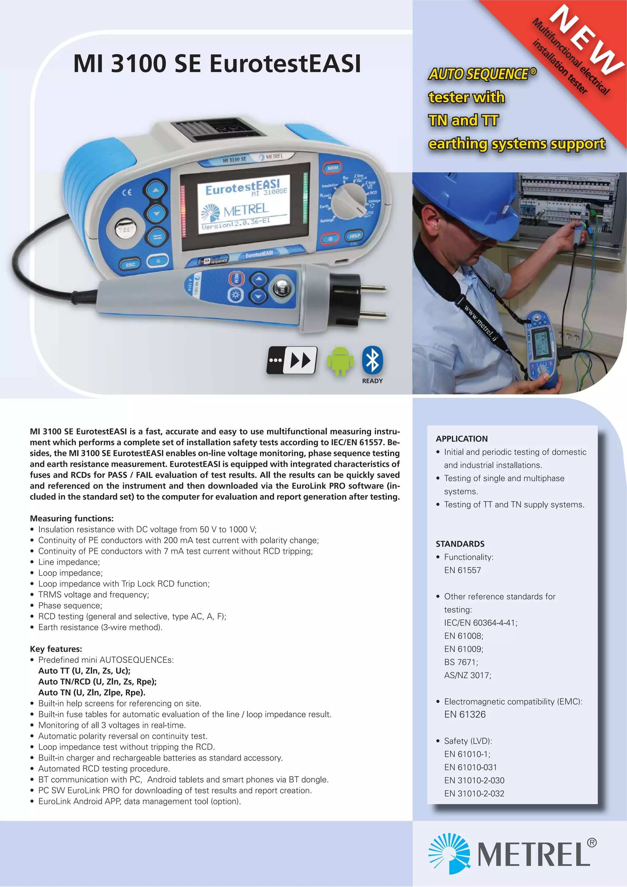 Datasheet Metrel MI 3100 SE. Hubungi PT. Siwali Swantika 021-45850618 | PDF