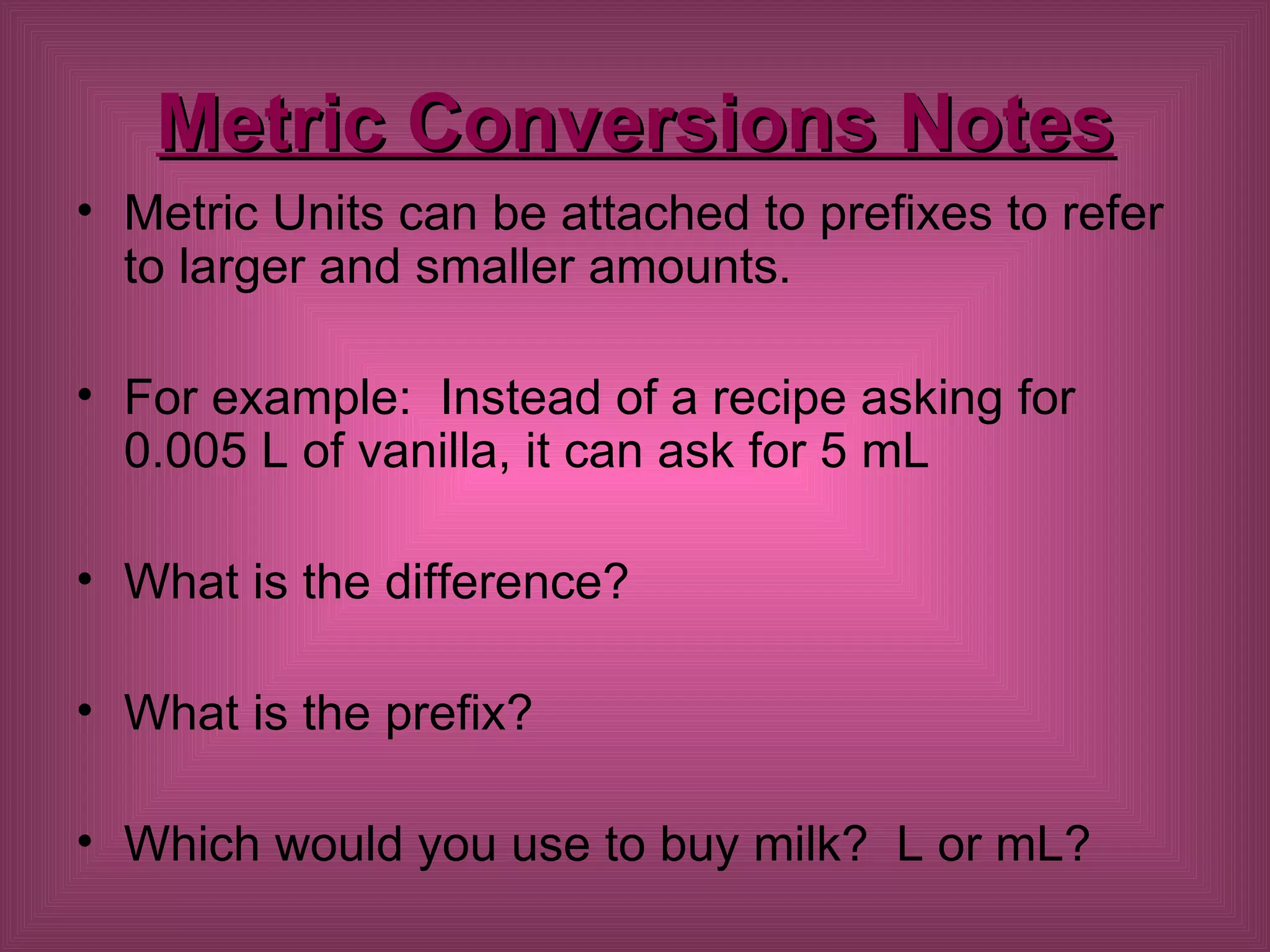 Metric Conversions | PPT