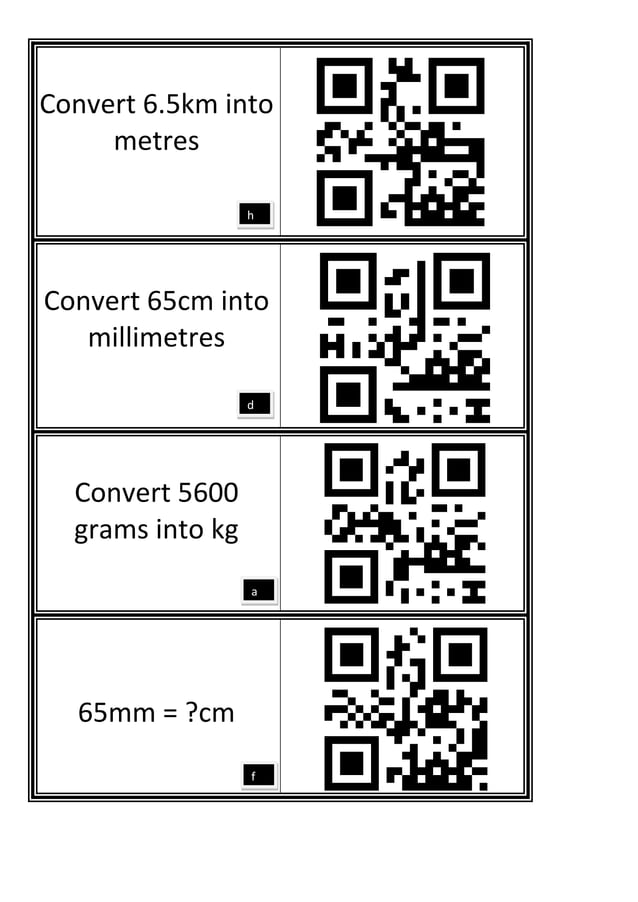 Metric converstion card sort qr codes | DOCX