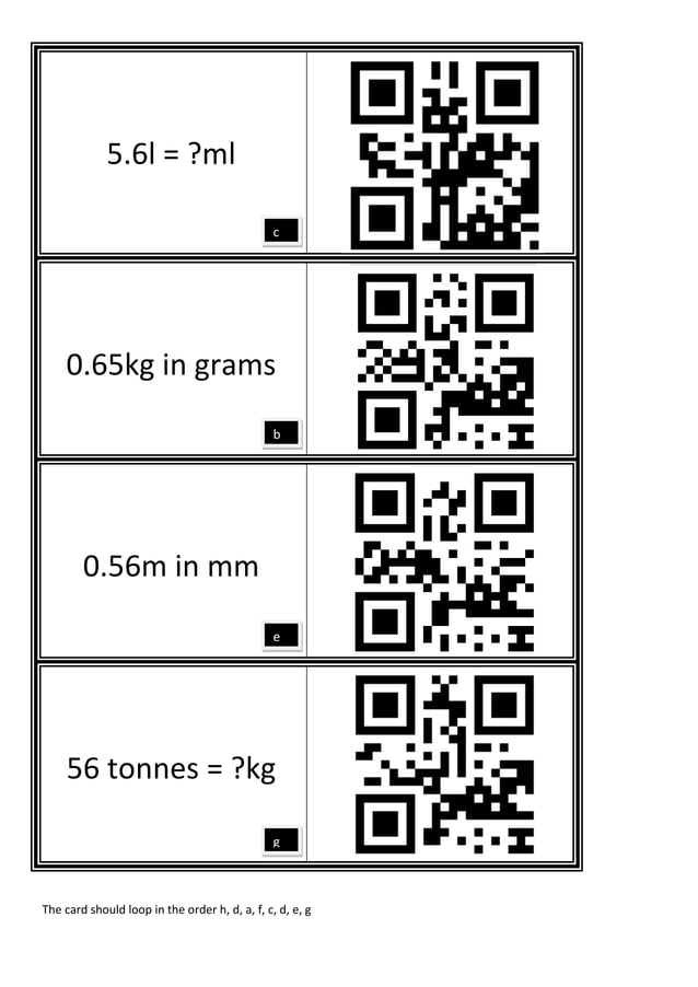 Metric converstion card sort qr codes | DOCX