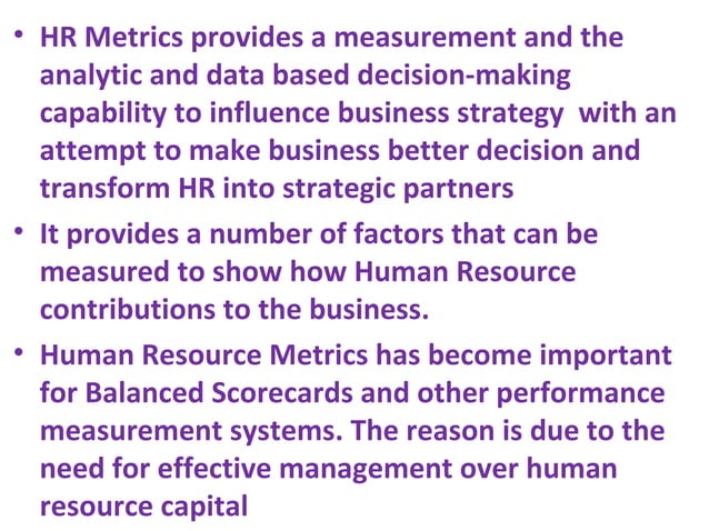 Metric for human resource management | PPT