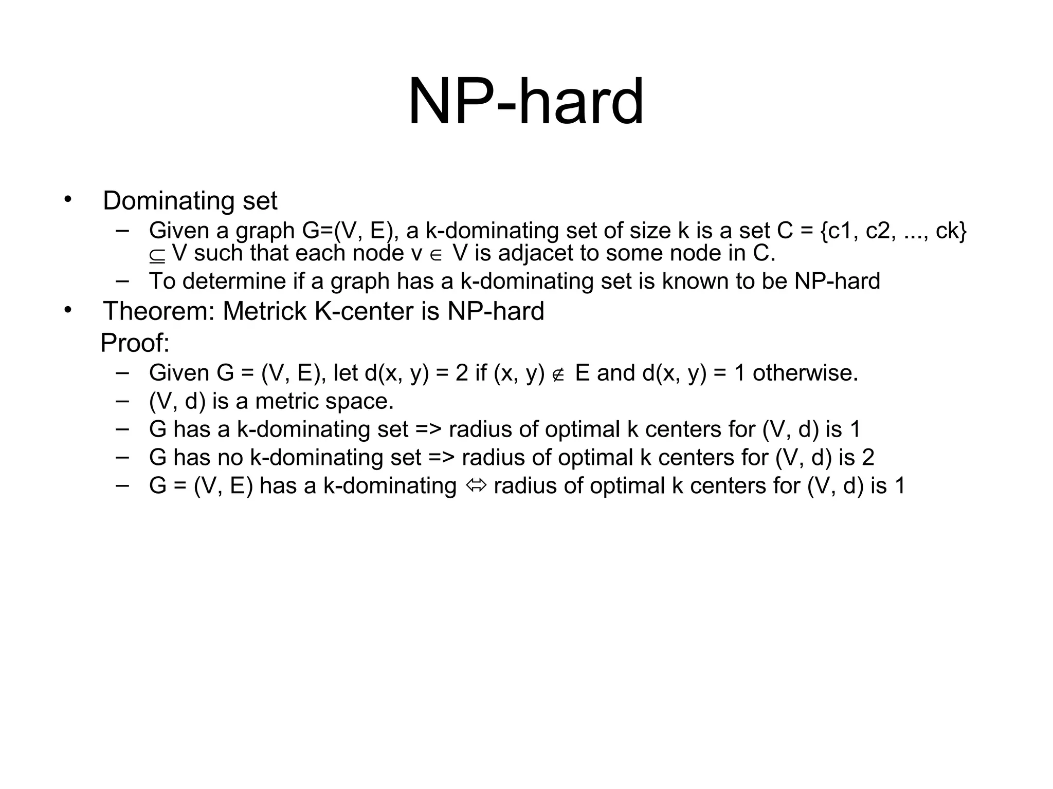 Metric k center | PPT