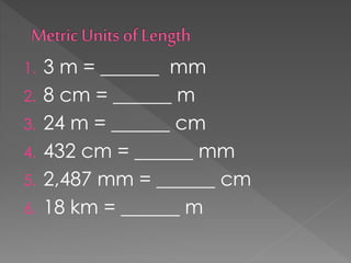 Metric measurement conversions review | PPTX | Physics | Science