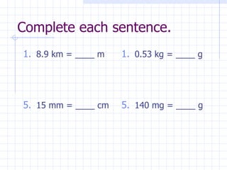 Metric notes | PPT