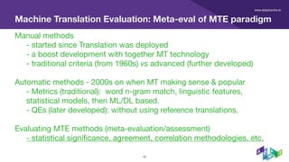 Meta-evaluation of machine translation evaluation methods | PDF | Computer Software and ...