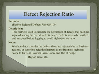 Metrics for manual testing | PPT