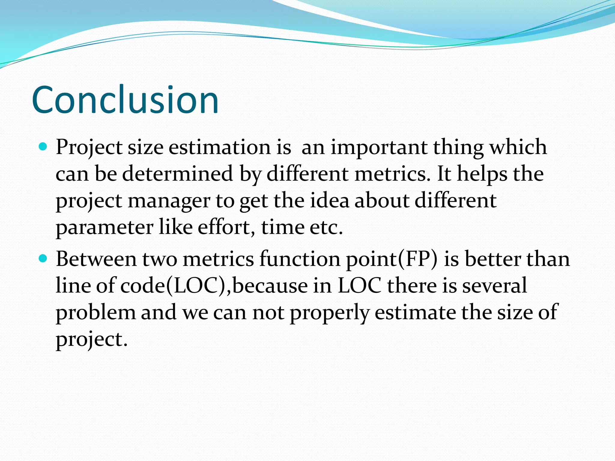 Metrics for project size estimation | PPTX