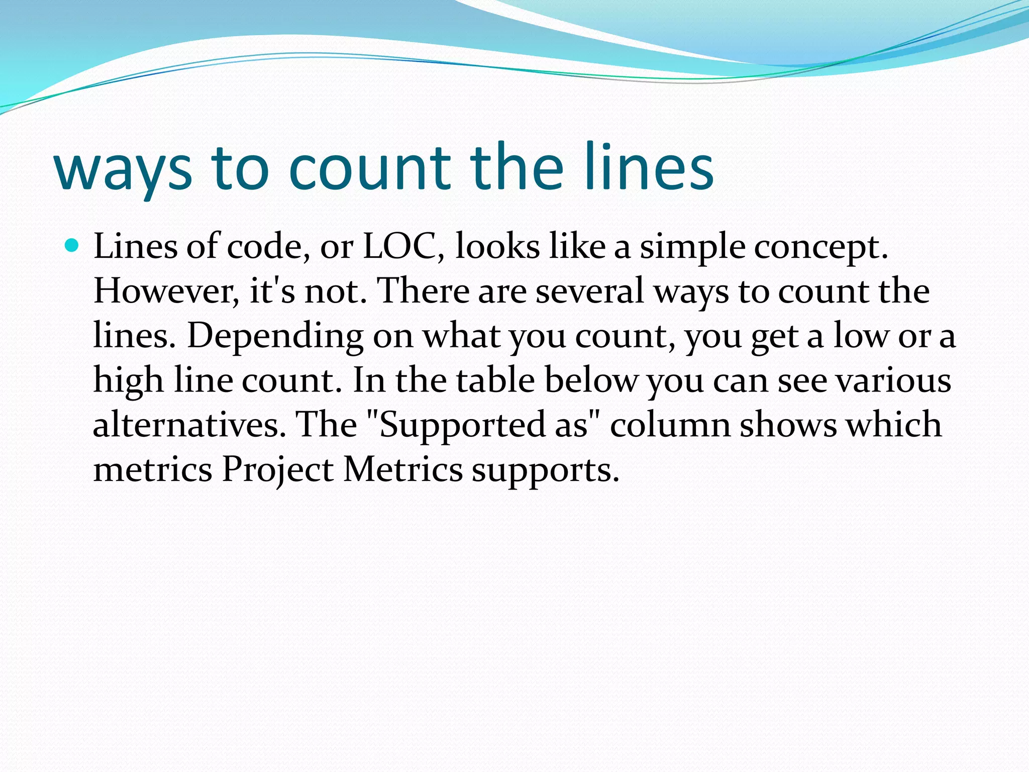Metrics for project size estimation | PPTX