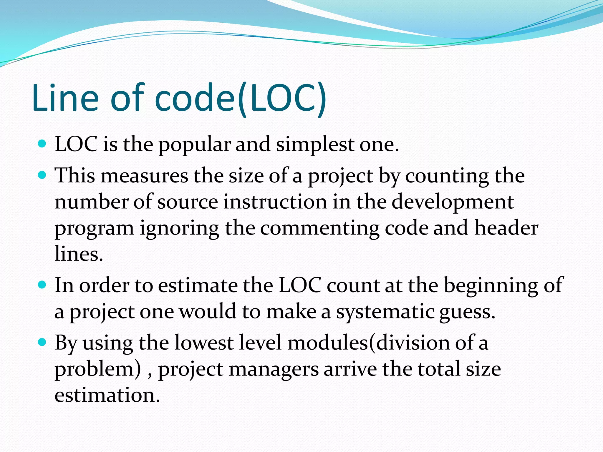 Metrics for project size estimation | PPTX