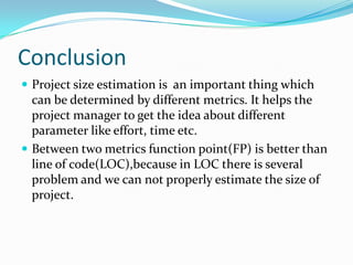 Metrics for project size estimation | PPTX