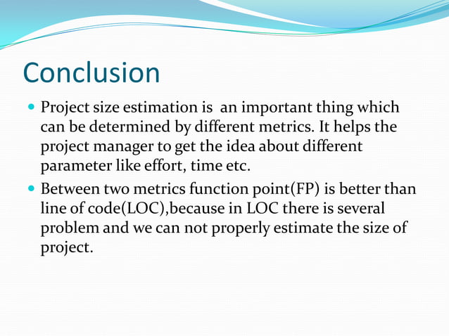 Metrics for project size estimation | PPTX