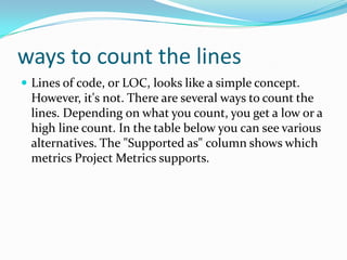 Metrics for project size estimation | PPTX