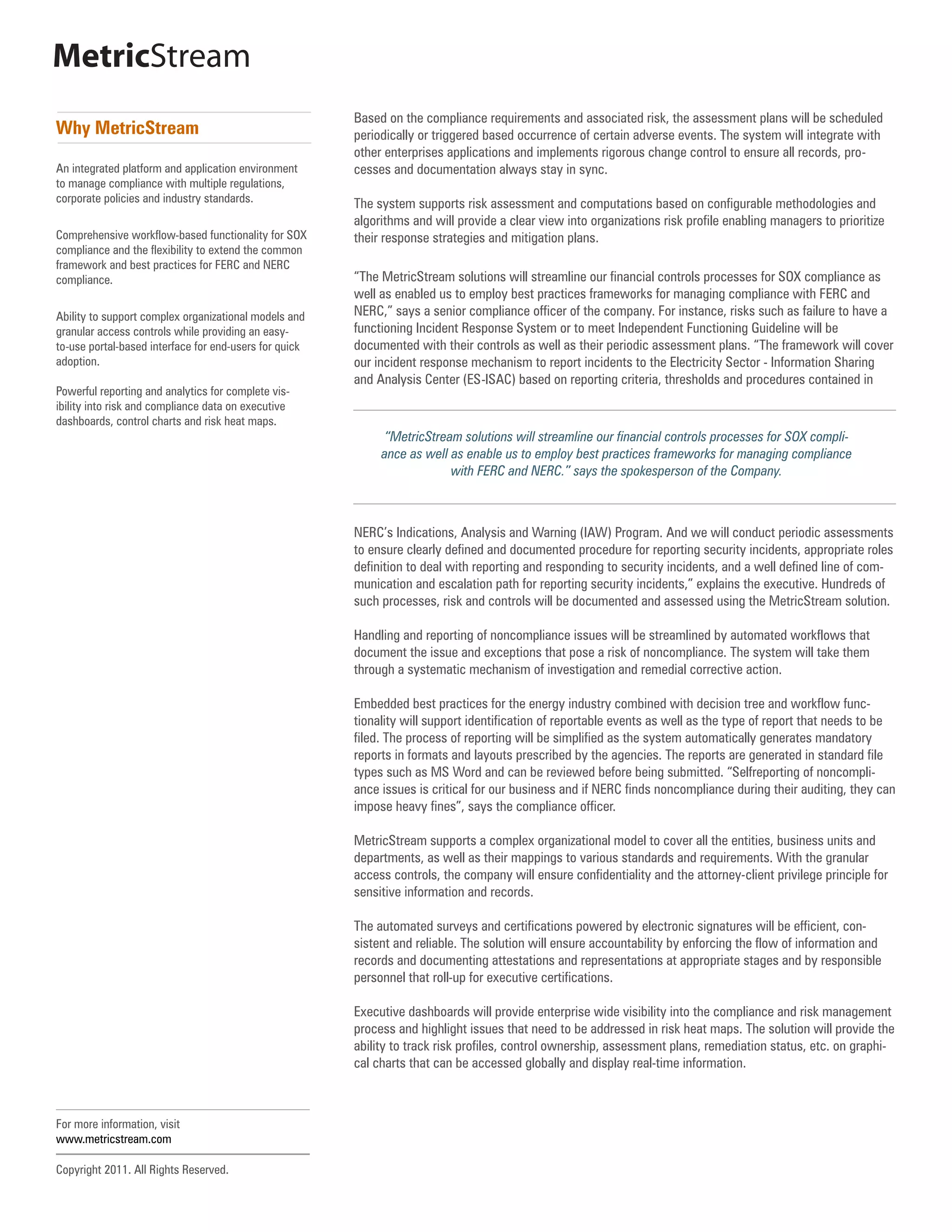 Powering SOX, NERC, FERC Compliance -Energy Industry | PDF