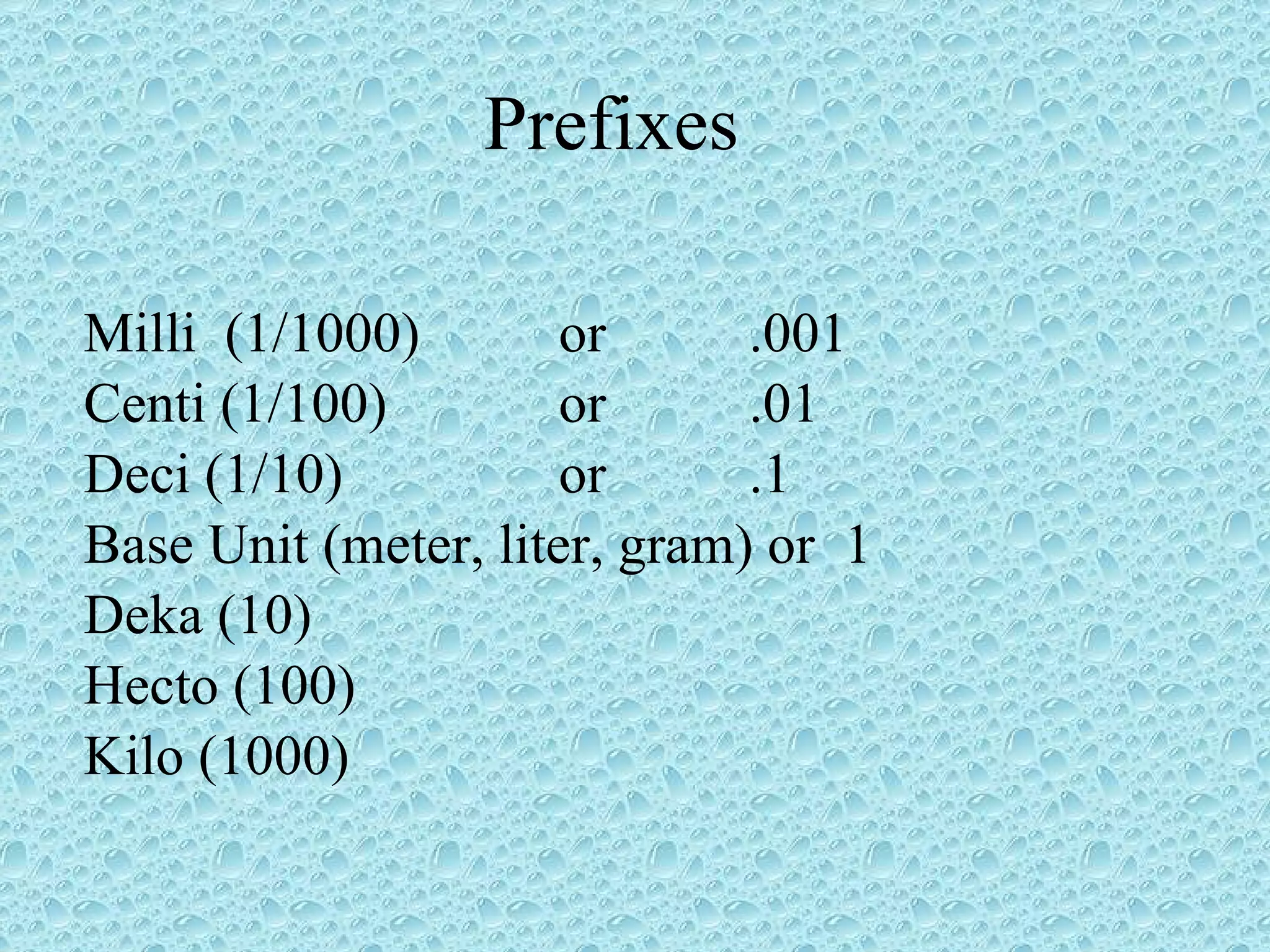 Metric system blackboard | PPT