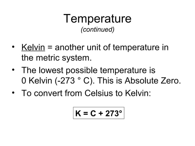 Metric Temperature Ppt | PPT | Physics | Science