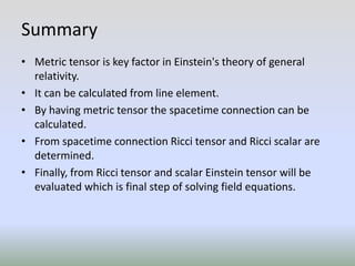 Metric tensor in general relativity | PPTX
