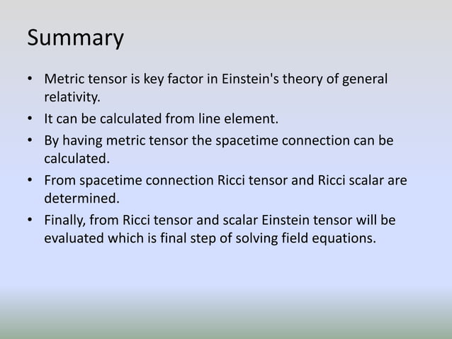 Metric tensor in general relativity | PPTX | Physics | Science