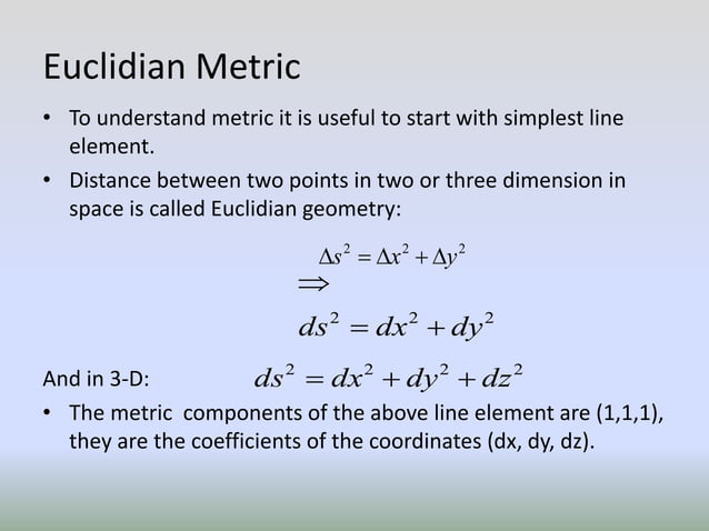 Metric tensor in general relativity | PPTX | Physics | Science