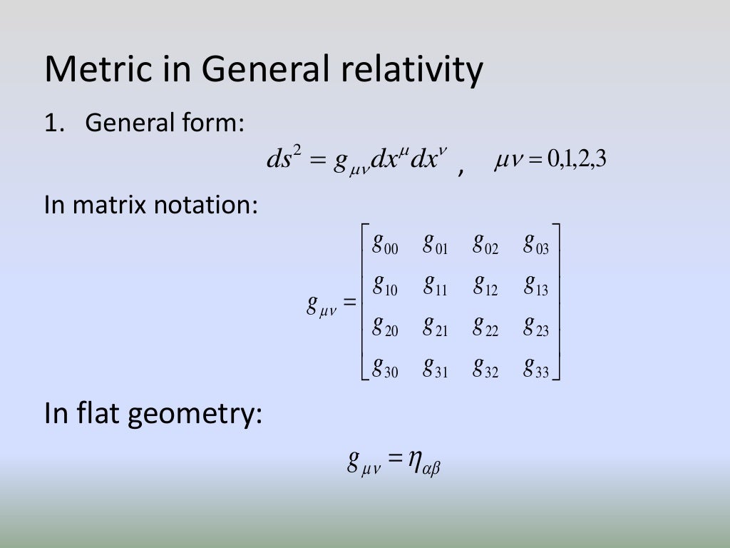 Metric tensor in general relativity