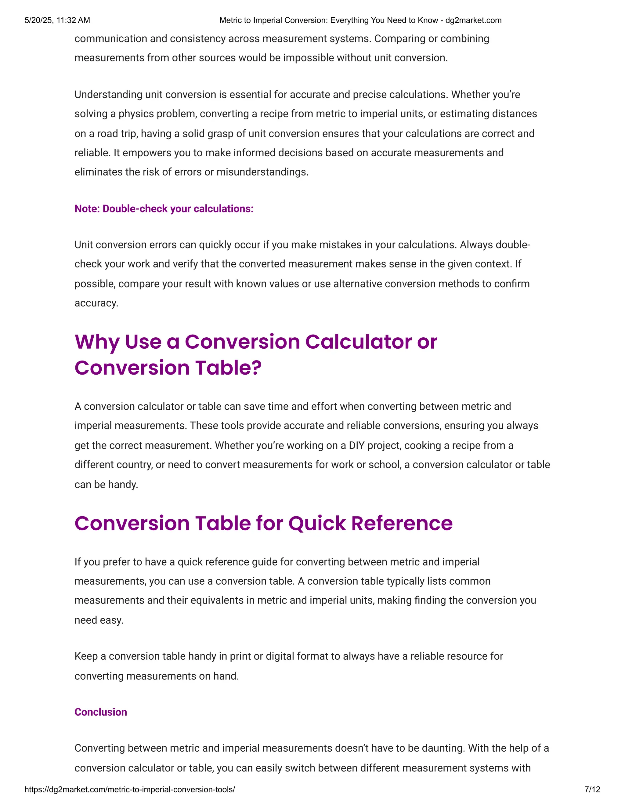 Metric to Imperial Conversion_ Everything You Need to Know | PDF