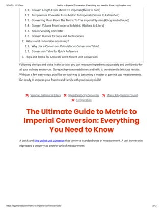 Metric to Imperial Conversion_ Everything You Need to Know | PDF
