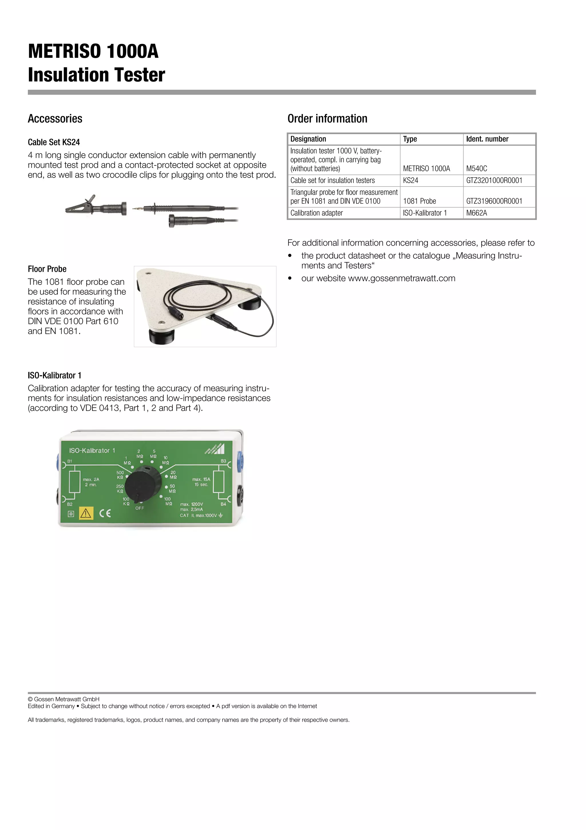METRISO 1000A Insulation Tester | PDF