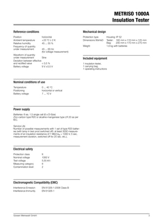 METRISO 1000A Insulation Tester | PDF | Free Download