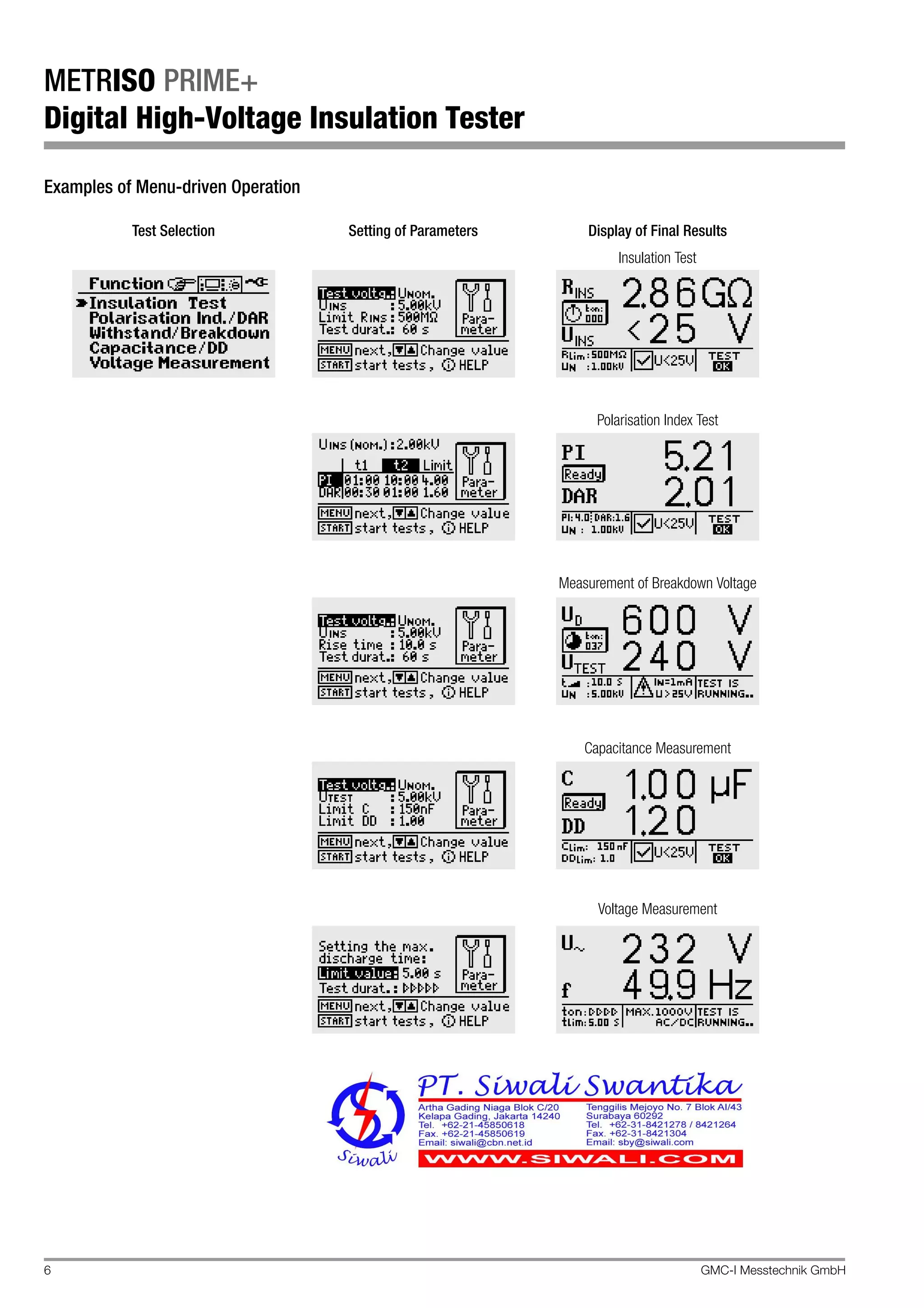 Data Teknis Gossen Metrawatt Insulation Tester METRISO PRIME PLUS | PDF
