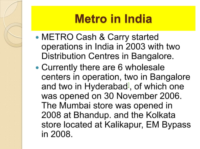 Metro cash and carry | PPTX | Retail Industry | Industries