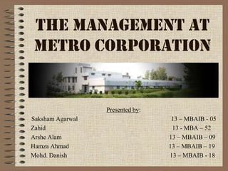 Insights of metro corporation | PPT