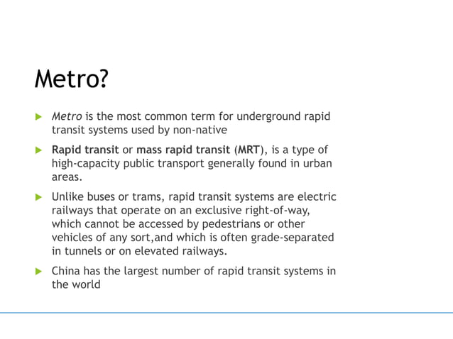 Presentation on Underground metro. | PPTX