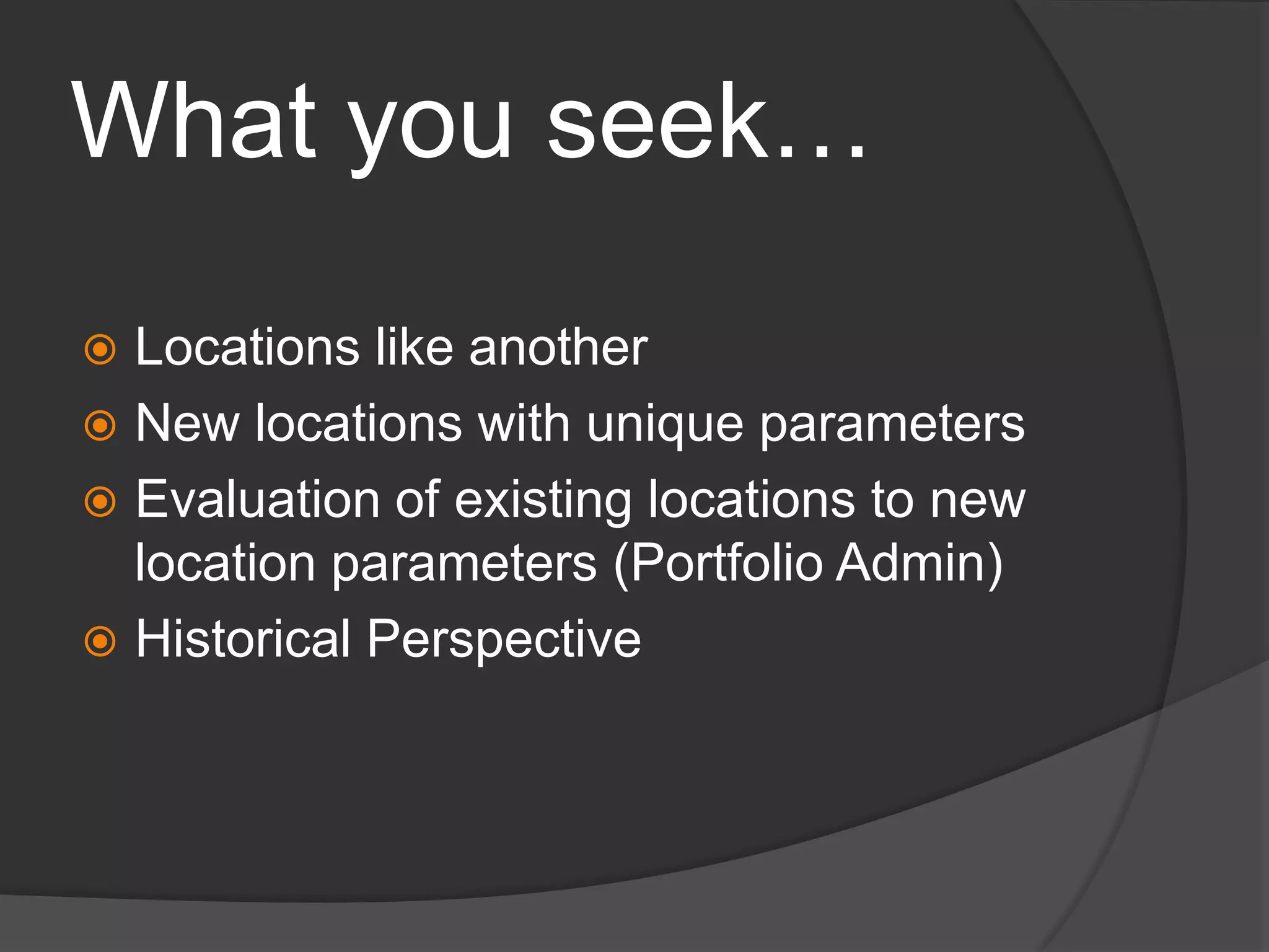 Applying Geospatial Analysis to Site Identification | PPTX