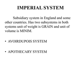 METROLOGY.pptx apothecare imperial and system international | PPT