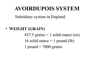 METROLOGY.pptx apothecare imperial and system international | PPTX