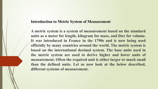 metrology: "Introduction to measurements." | PPTX