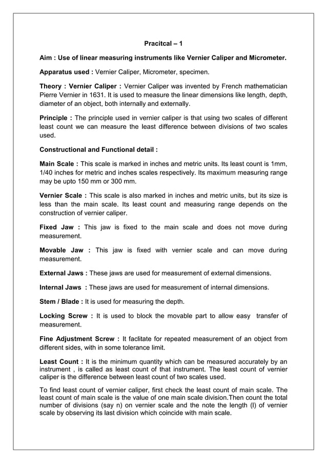 Metrology and instrumentation lab manual | PDF
