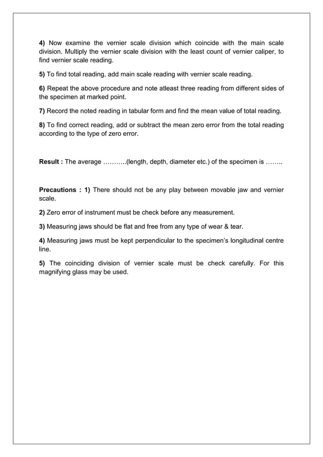 Metrology and instrumentation lab manual | PDF