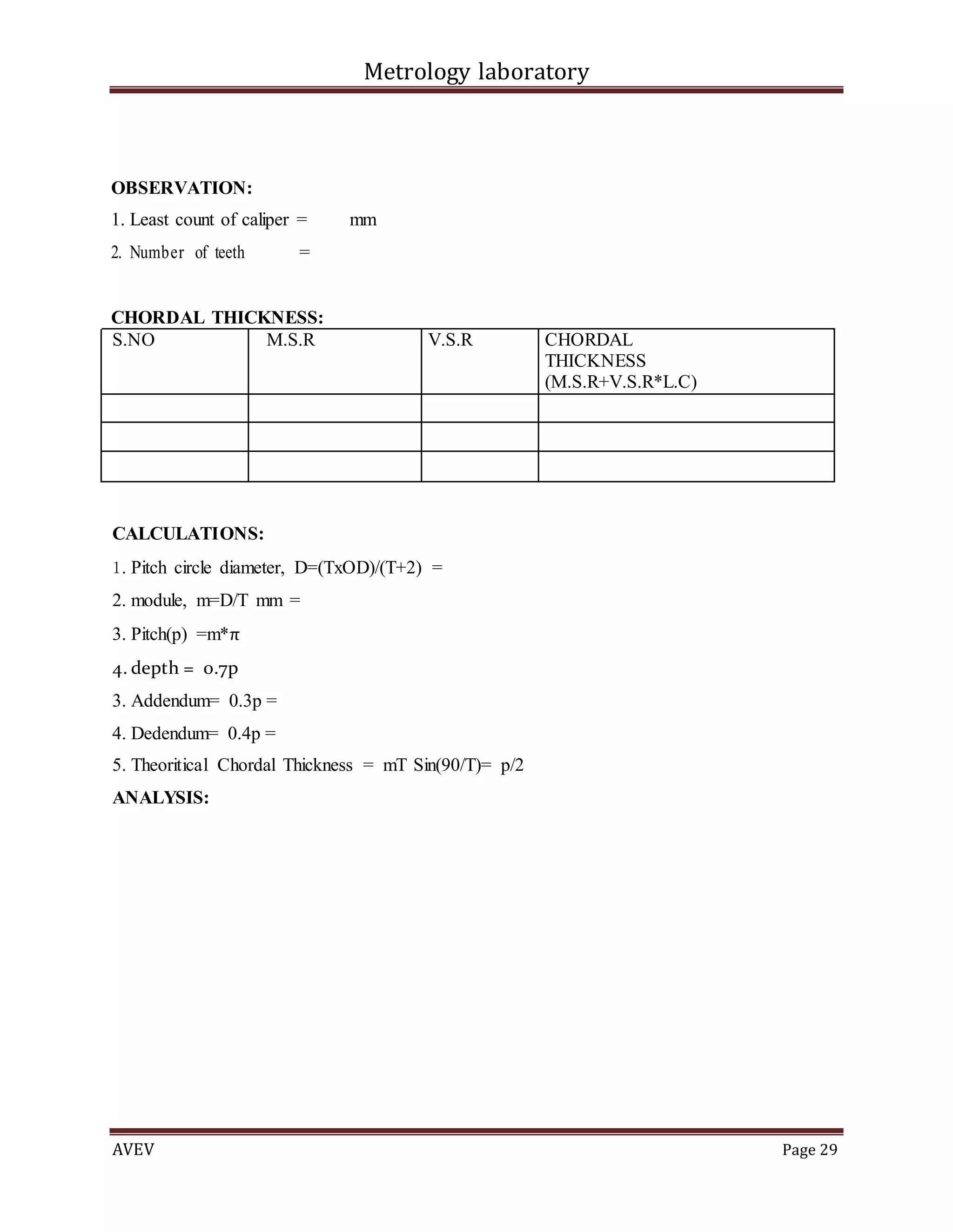 Metrology lab manual for marine engineering | DOCX
